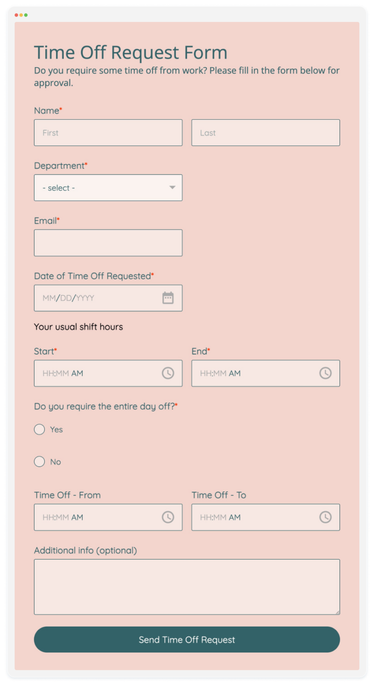 How to prepare a time-off request form in Google Forms