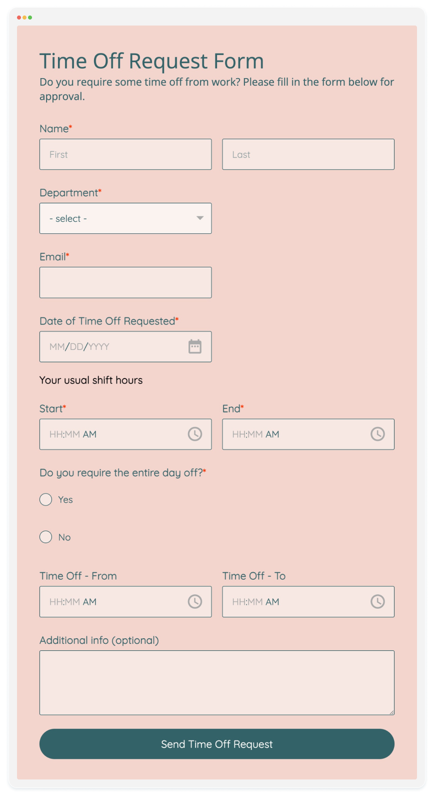 How to prepare a time-off request form in Google Forms